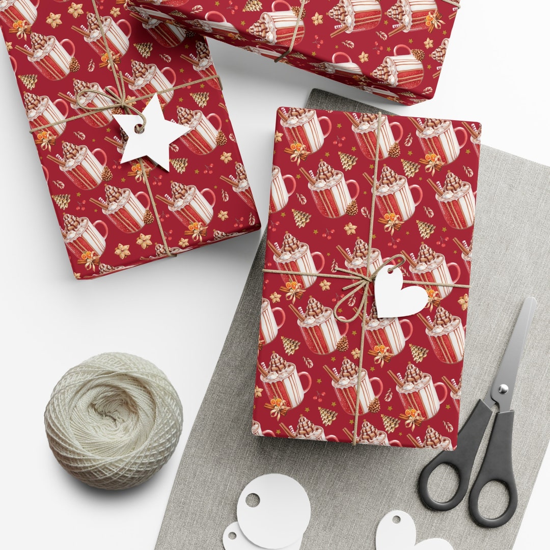 Hot Chocolate Wrapping Paper Cute Wrapping Paper Holiday Wrapping Paper ...