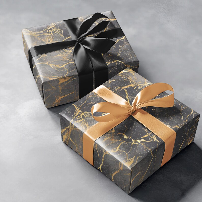 Black Marble Wrapping Paper Marbler Gift Wrap Marble Christmas Wrapping ...