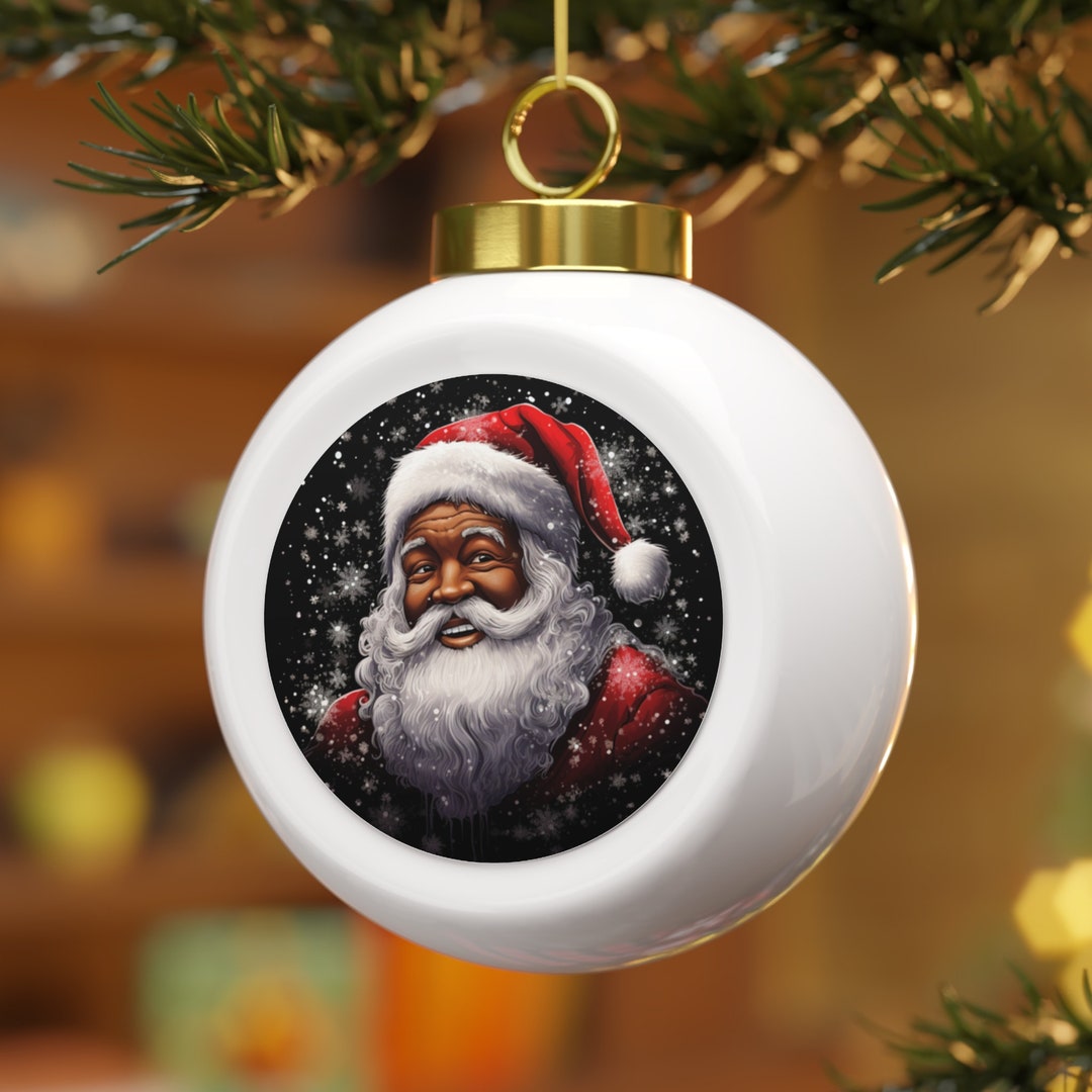 Black Santa Ornament Christmas Ball Ornament African American Ornament ...
