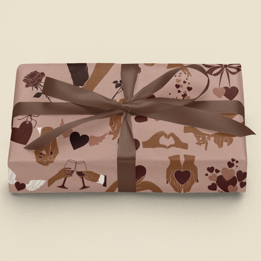Black Love Wrapping Paper Valentines Day Wrapping Paper Couple Gift ...