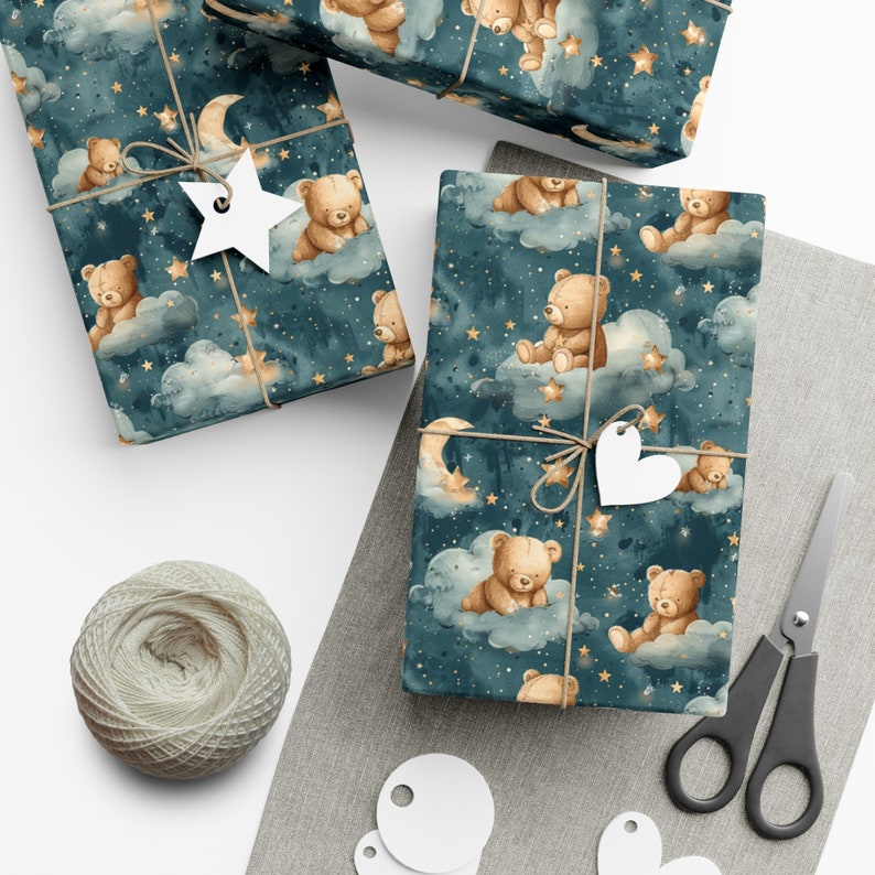 Teddy Bear Wrapping Paper Cute Wrapping Paper Holiday Wrapping Paper ...
