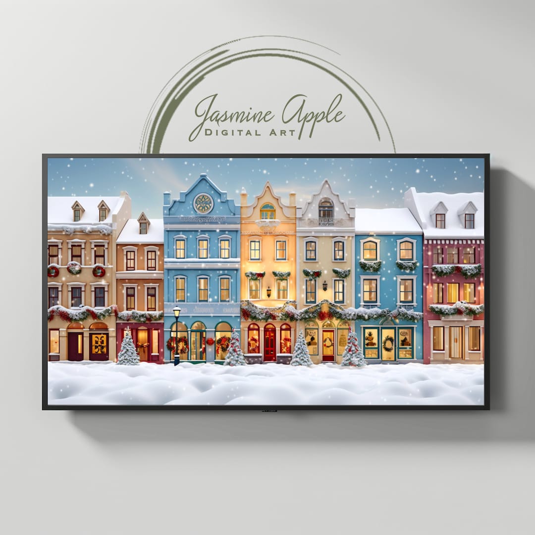 Xmas Village for Frame TV or Printable Art of Christmas Village Houses ...