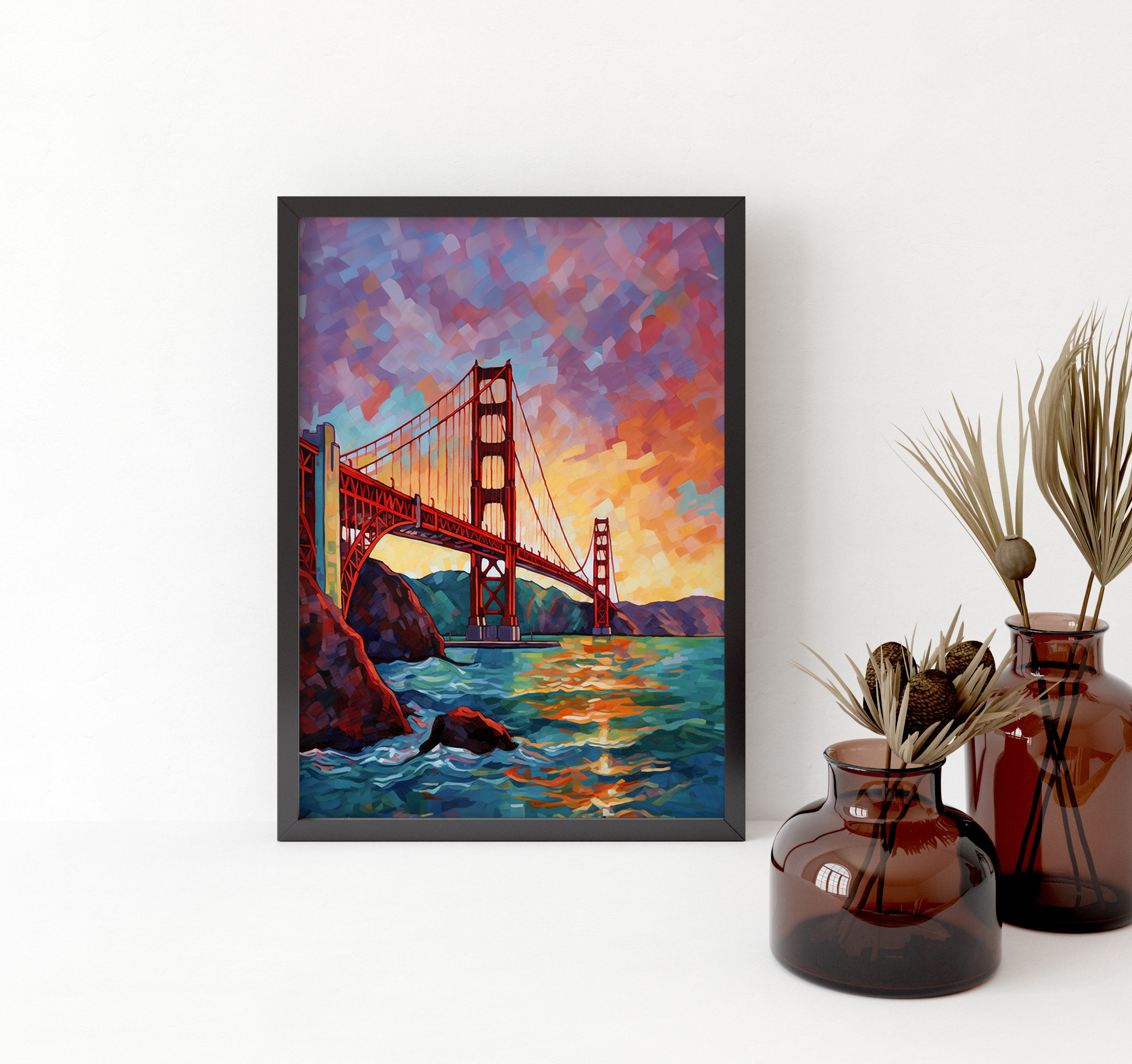 Golden Gate Bridge Impressionist Digital Art Contemporary Art - Etsy