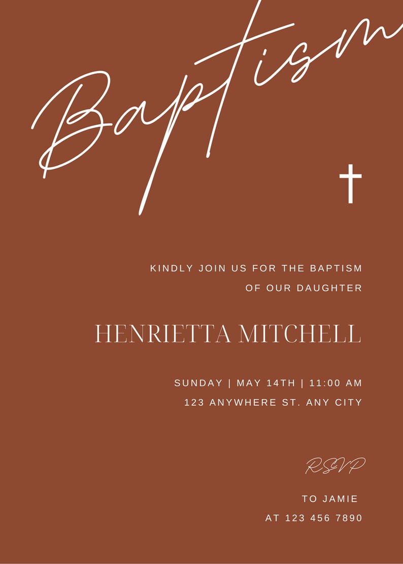Personalised Baptism Invitation - Digital Download, Custom, Cherish the ...