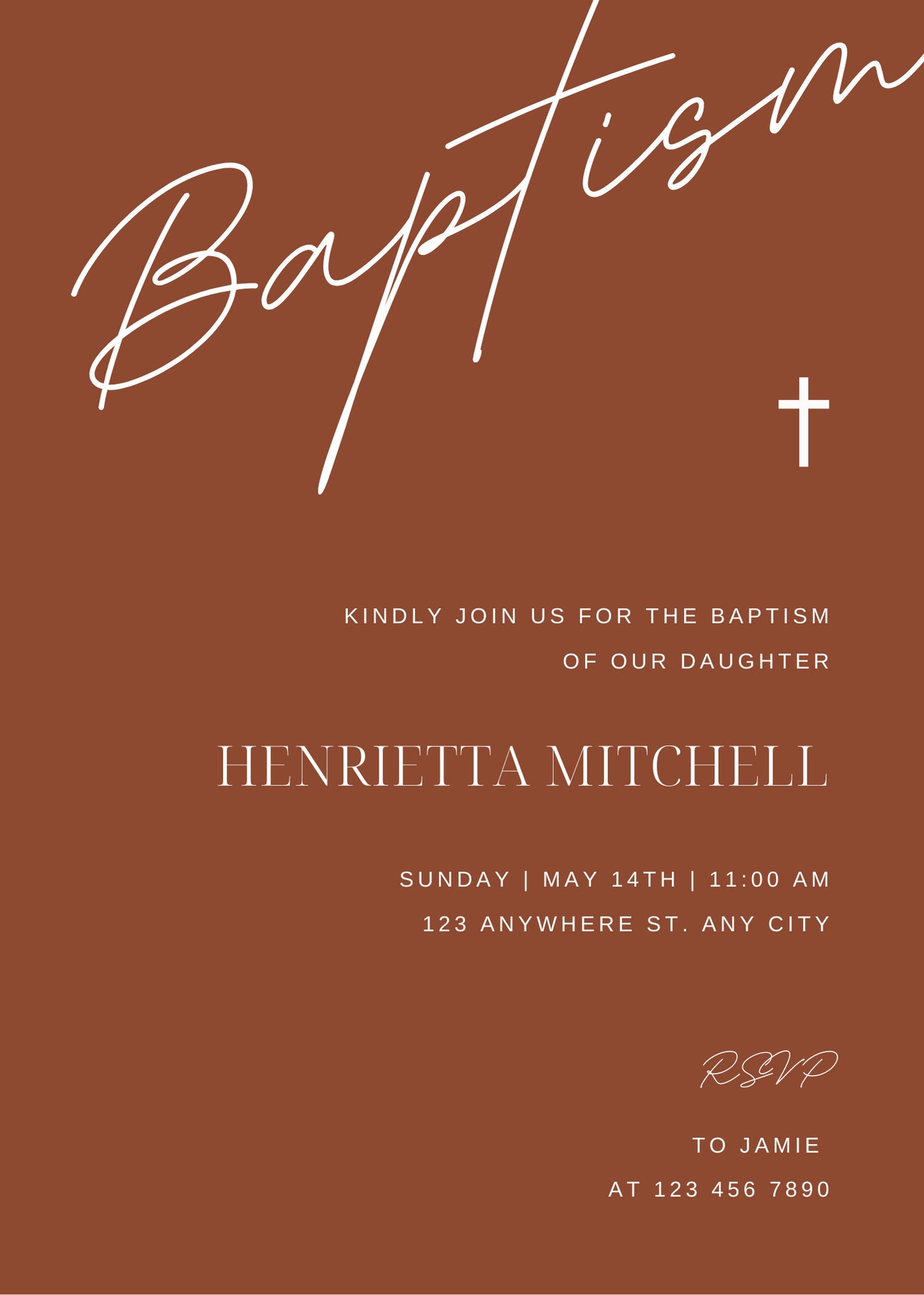 Personalised Baptism Invitation - Digital Download, Custom, Cherish the ...