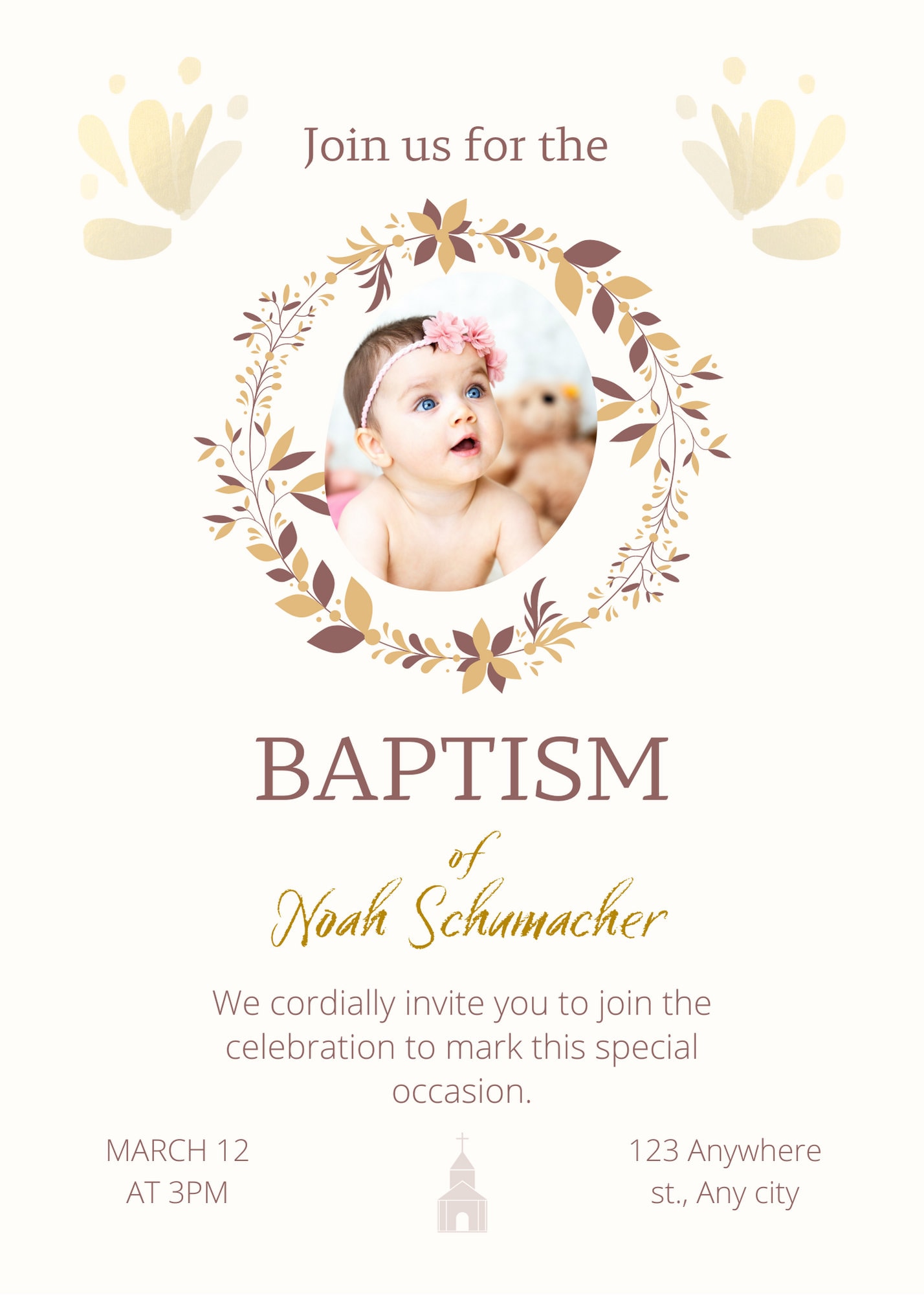 Personalised Baptism Invitation - Digital Download, Custom, Cherish the ...