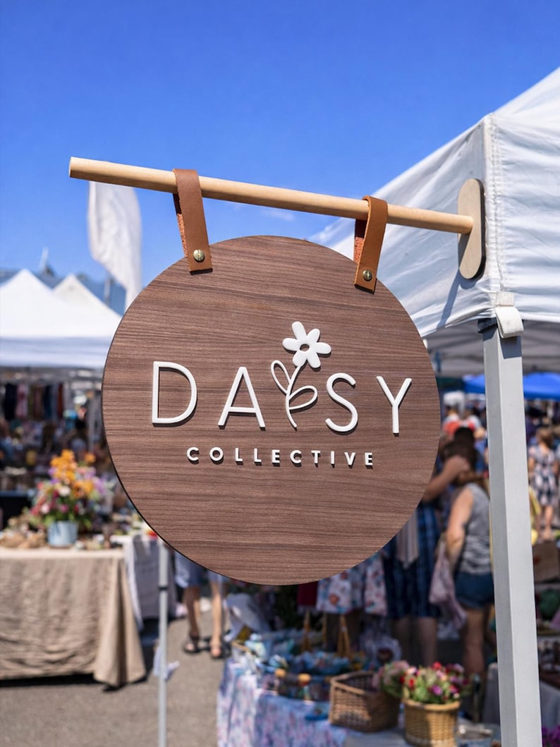 Hanging Market Sign With Magnetic Mount | 12" Round Laser Cut Wood ...