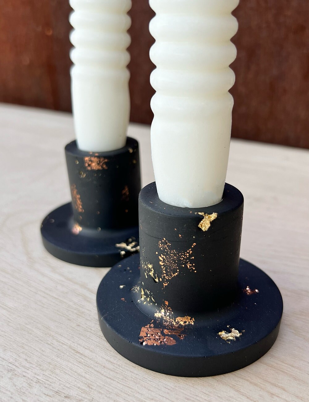 Set of 2 Short Candle Holders | Candlestick Holders | Taper Candle ...