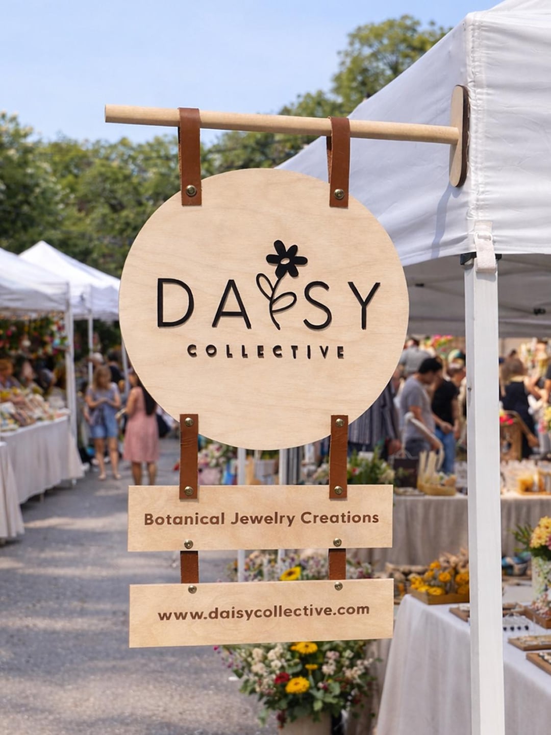 Hanging Market Sign With Magnetic Mount | 12" Round Laser Cut Wood ...