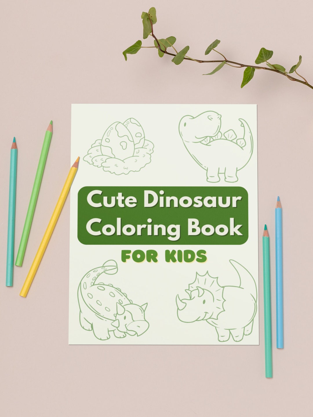 Cute Dinosaur Book Kids Color Sheets Dinosaur Color Sheets - Etsy