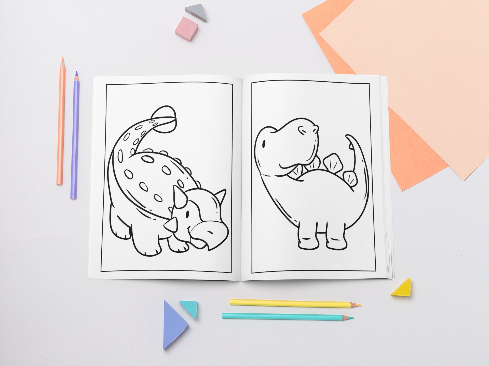 Cute Dinosaur Book Kids Color Sheets Dinosaur Color Sheets - Etsy