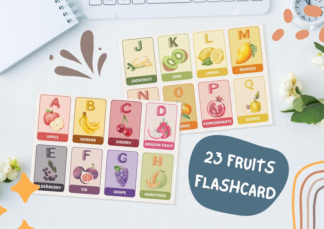 23 Printable Fruit Flashcards for Kids Colorful Learning Tool for ...