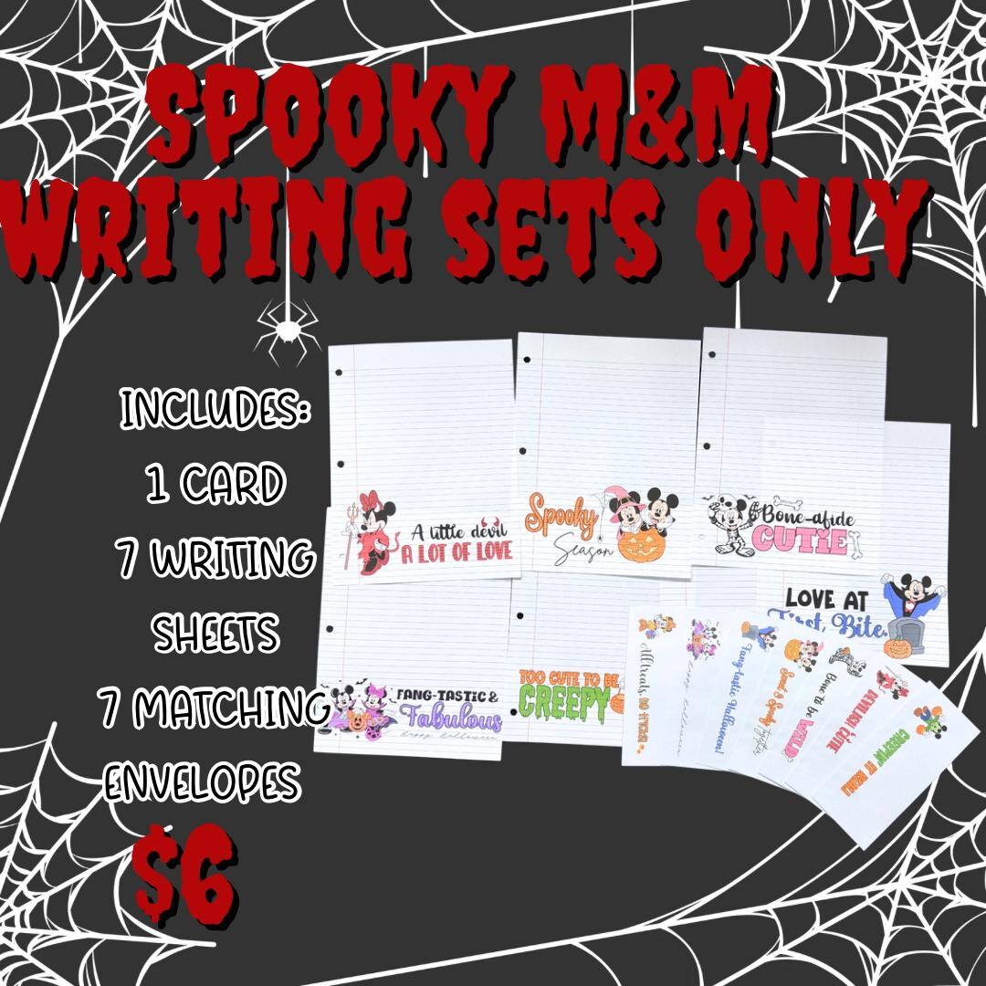 Spooky M & M Writing Sets Only - Etsy