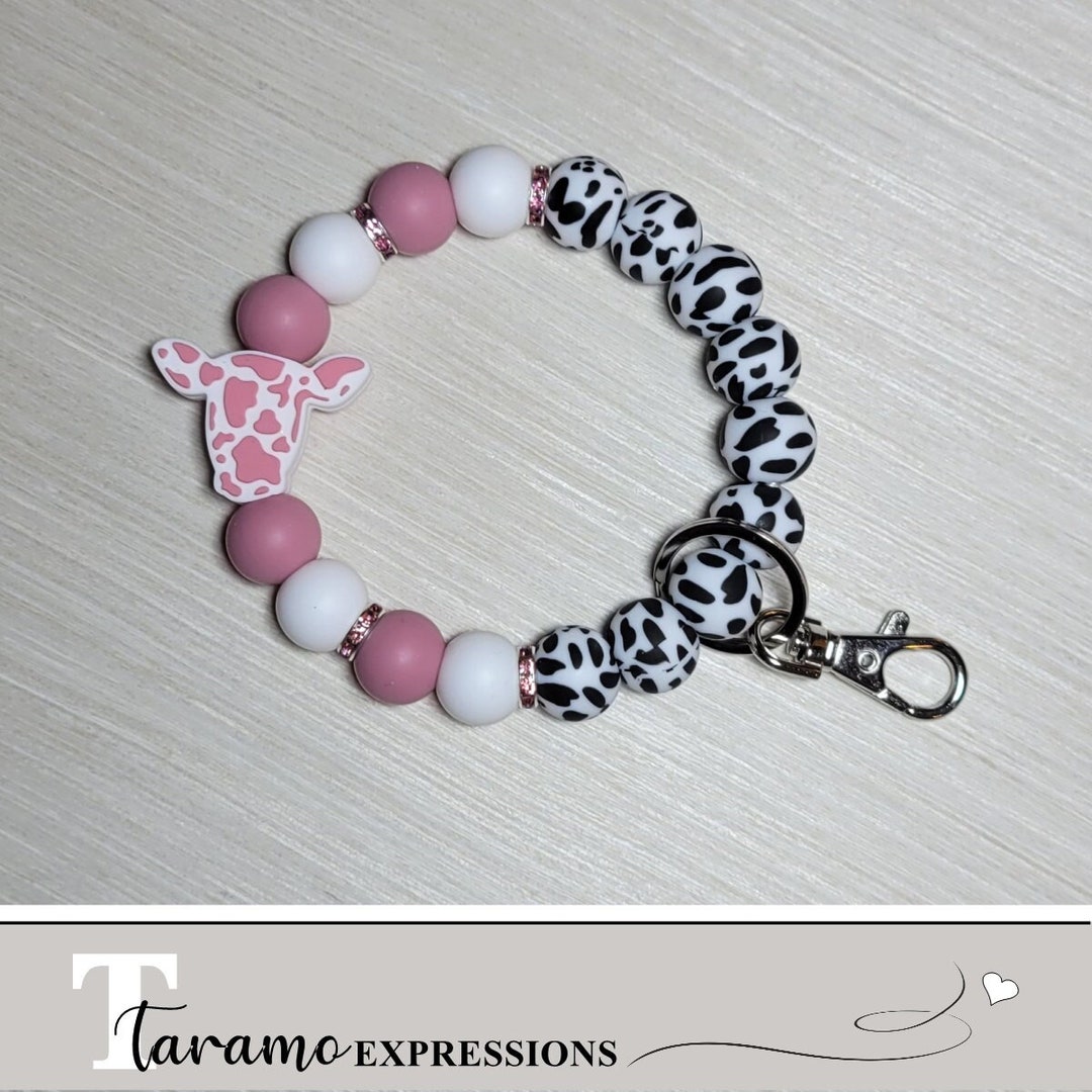 Cow Silicone Keychain, Cow Print Silicone Keychain, Silicone Wristlet ...