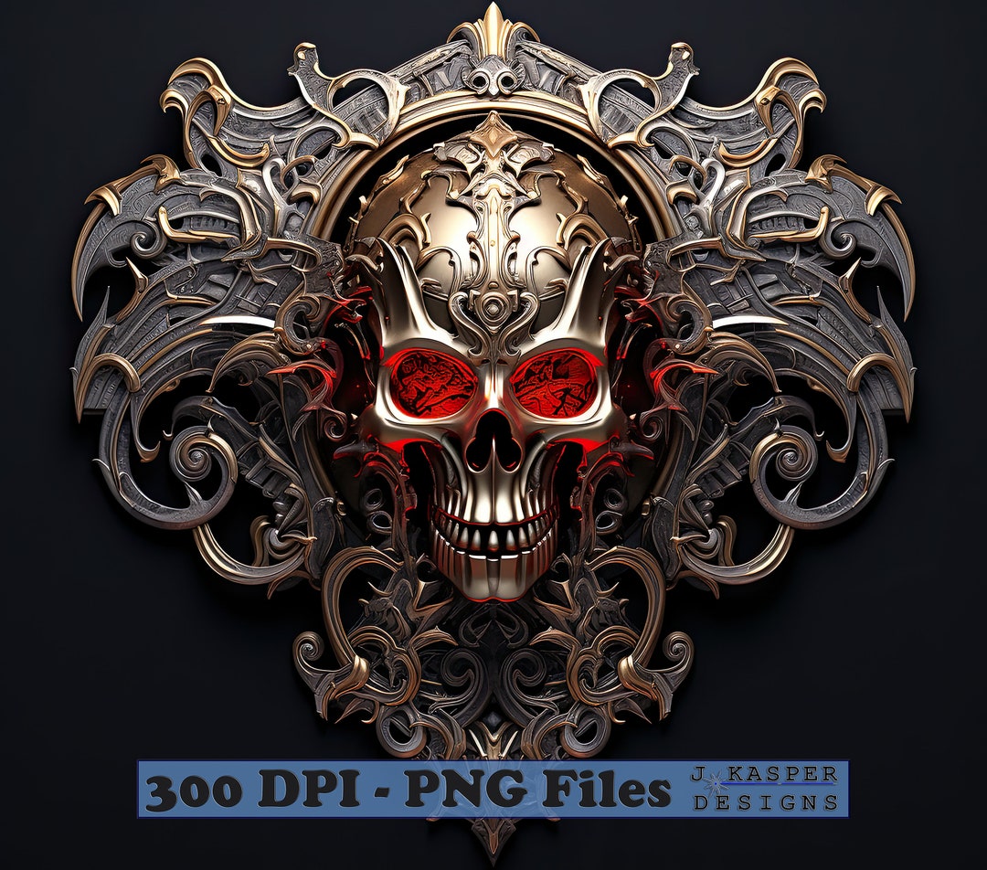 Ornate Skull Emblems Digital PNG Designs Bundle, Skulls PNG for Cricut ...