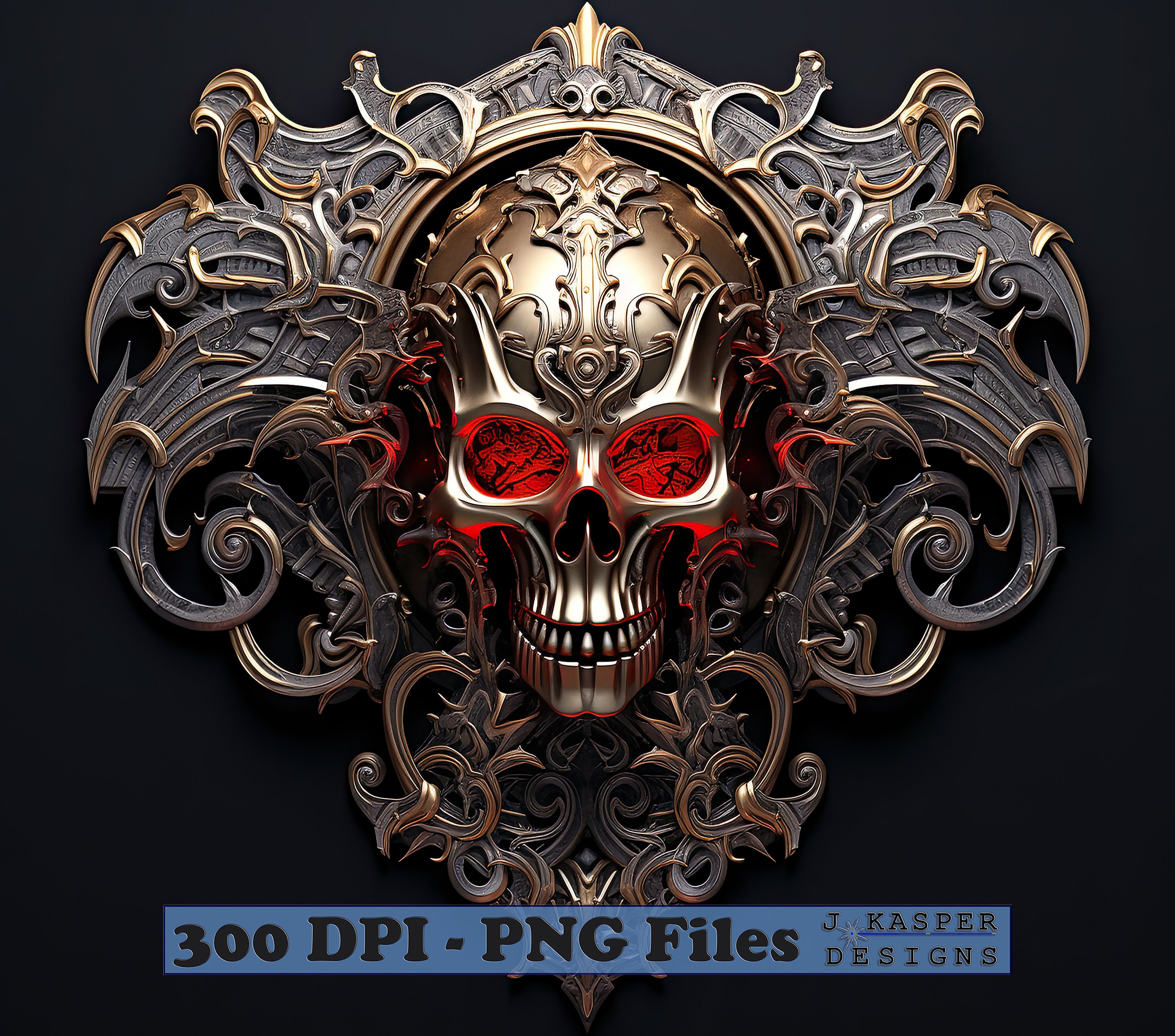Ornate Skull Emblems Digital PNG Designs Bundle, Skulls PNG for Cricut ...