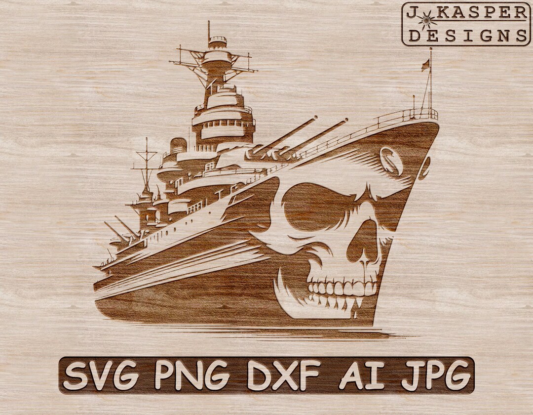Skull Navy SVG | Skull Battleship PNG Cut Files | Warship Design for ...