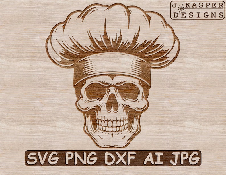 Skull Chef SVG | Chef Skull PNG Cut Files | Skull Design for Cricut ...