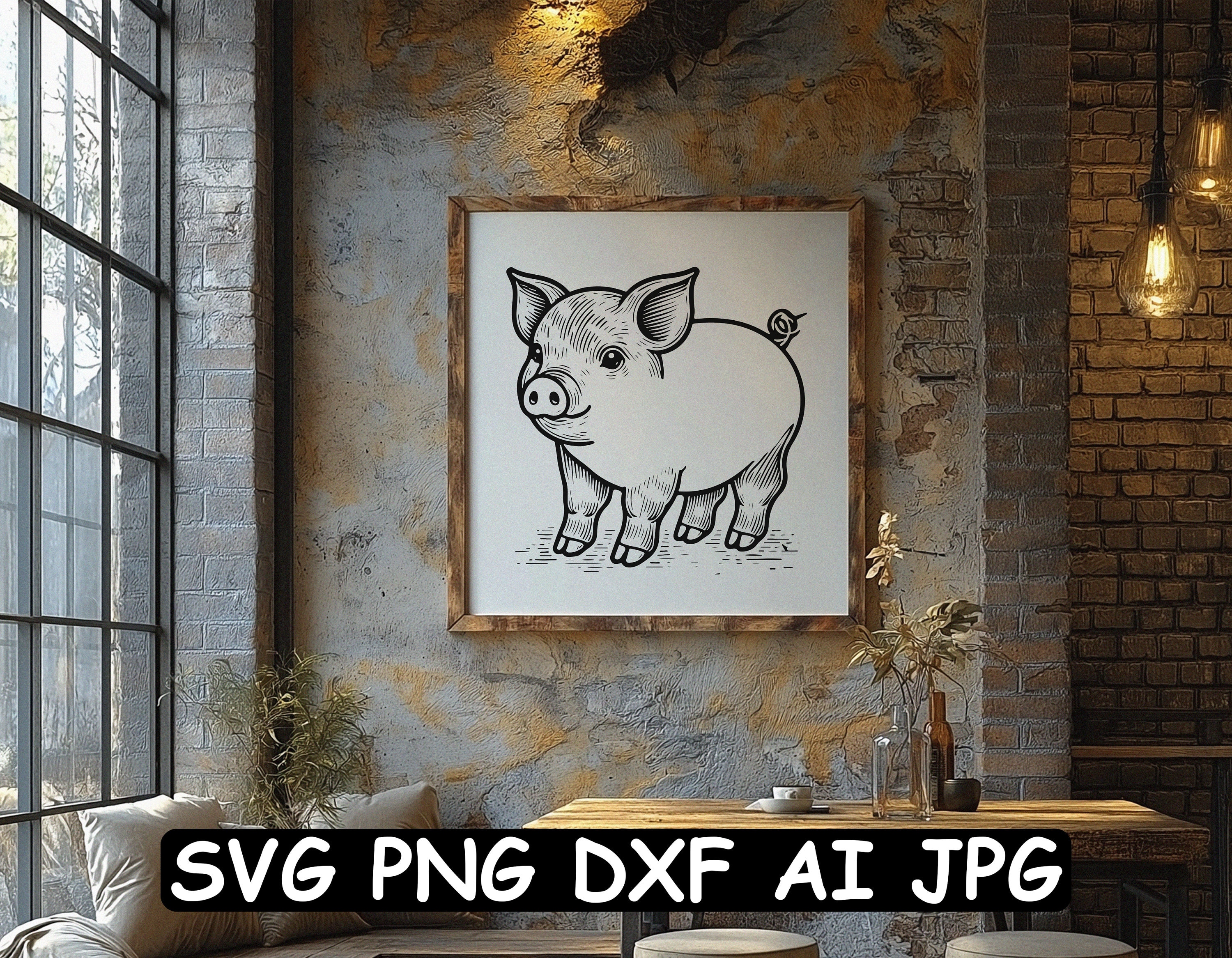 SVG File Cute Pig | Pig PNG Cut Files | Design for Cricut | Farm Animal ...