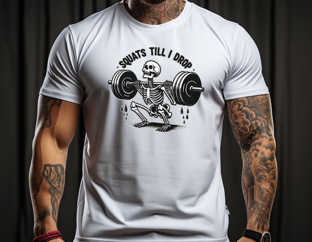 Lifting Skeleton Shirt, Athletic Workout Tshirt Dad, Skull Shirt Gift ...