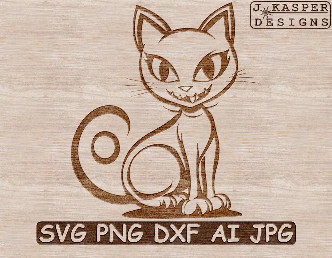 Spooky Cat SVG: Halloween Clipart, Laser Cut Design (digital Download ...