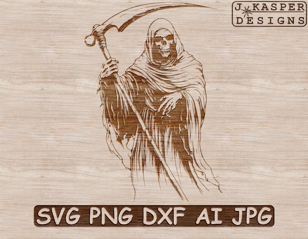Reaper SVG PNG: Halloween Skeleton Clipart, Laser Cut Design - Etsy