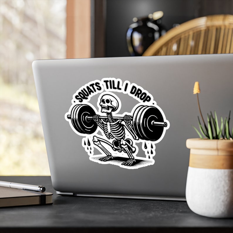 Muscles to Die for Sticker, Skeleton Kiss-cut Vinyl Decals Gym Life ...