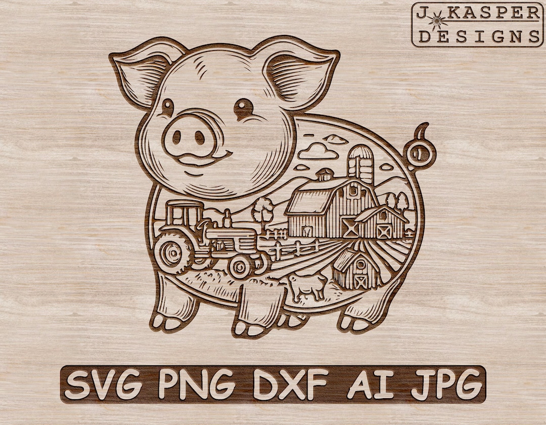 Cochon SVG Fichiers coupés PNG de cochon Design de scène de ferme pour ...