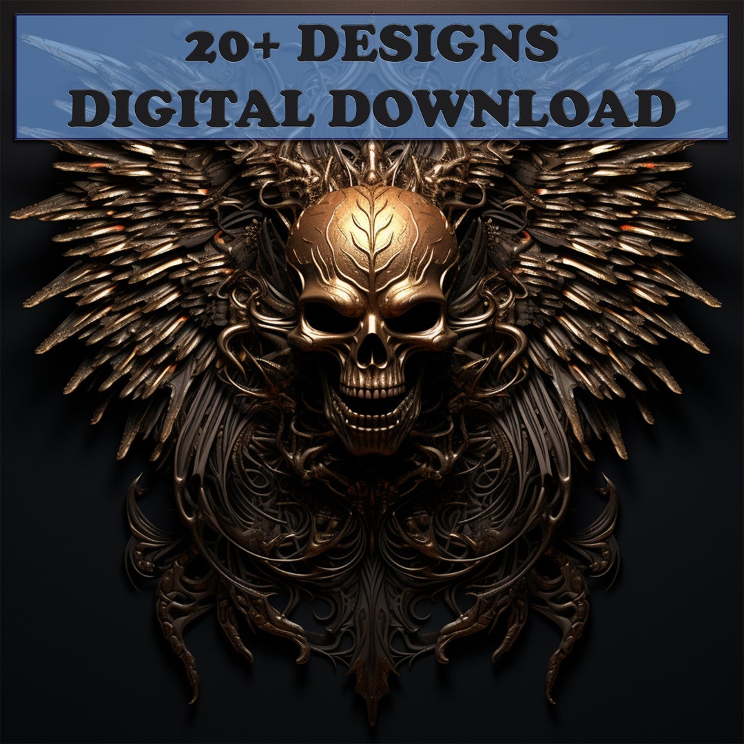Ornate Skull Emblems Digital PNG Designs Bundle, Skulls PNG for Cricut ...