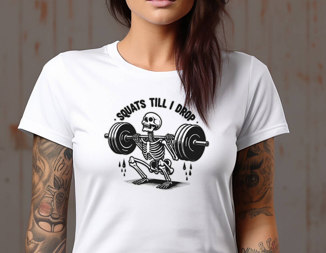 Lifting Skeleton Shirt, Athletic Workout Tshirt Dad, Skull Shirt Gift ...