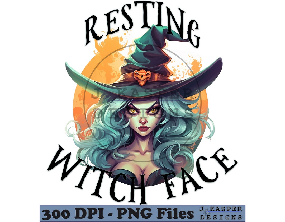 Resting Witch Face Clipart PNG for Cricut Witch Clipart PNG for Cricut ...