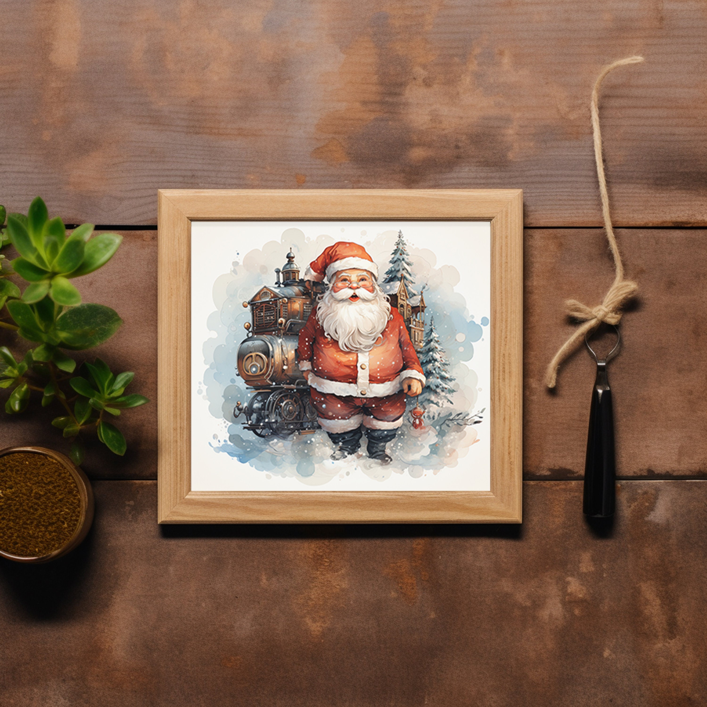 20 Watercolor Santa Christmas Digital Designs Bundle, Santa Designs ...