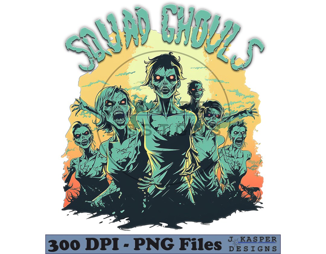 Squad Ghouls Clipart PNG: Cartoon Zombie Design (digital Download) - Etsy