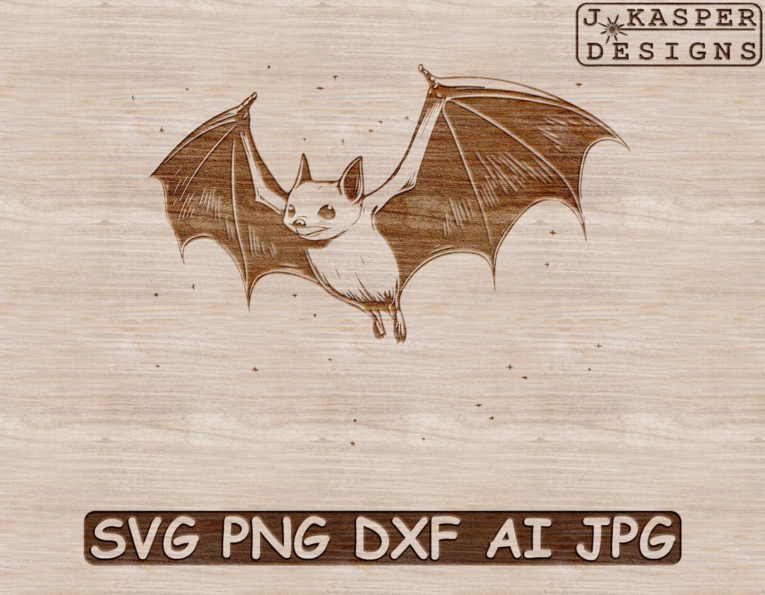 Flying Bat SVG: Halloween Clipart, Laser Cut Design (digital Download ...