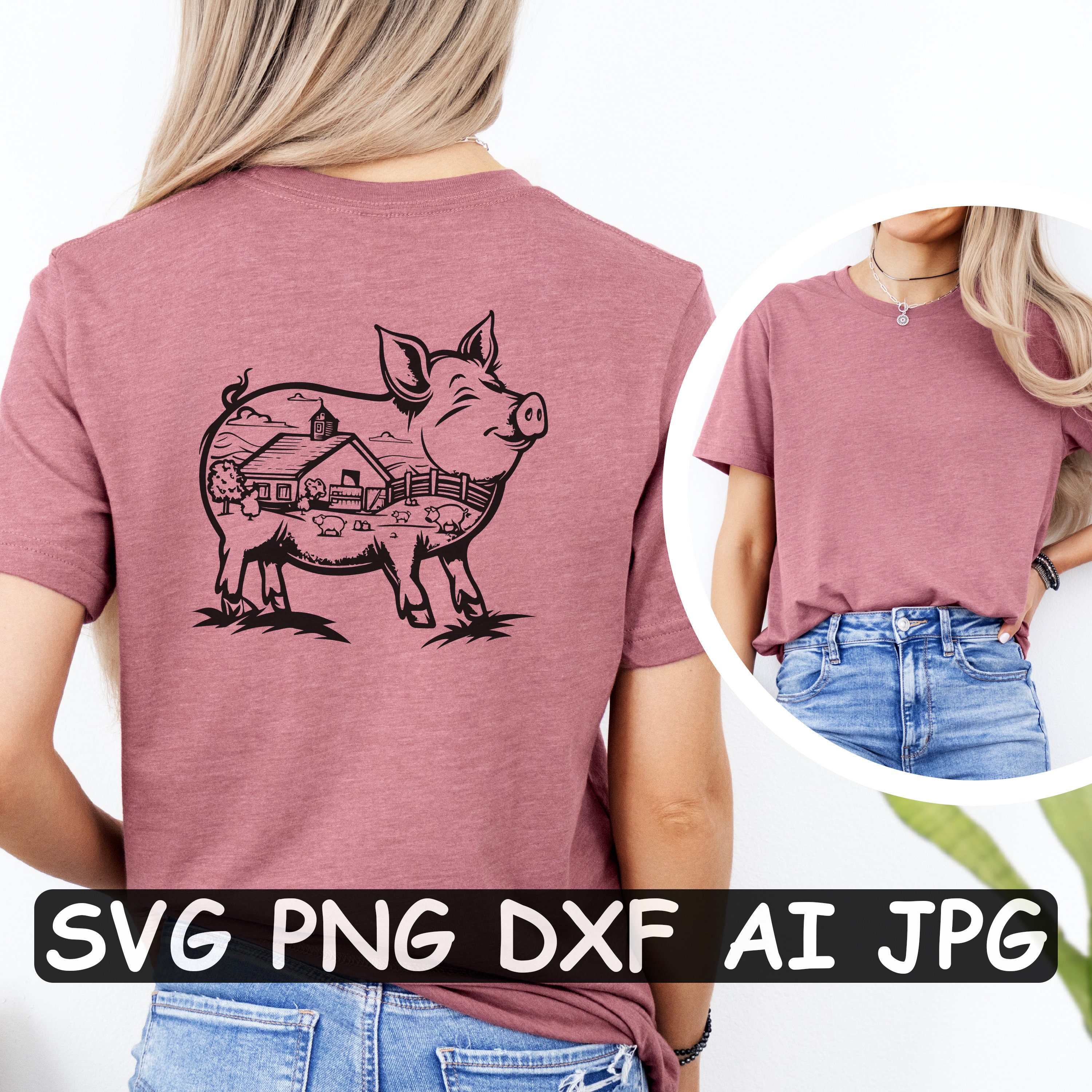 Pig SVG Pig PNG Cut Files Farm Scene Design for Cricut Farm Animal ...