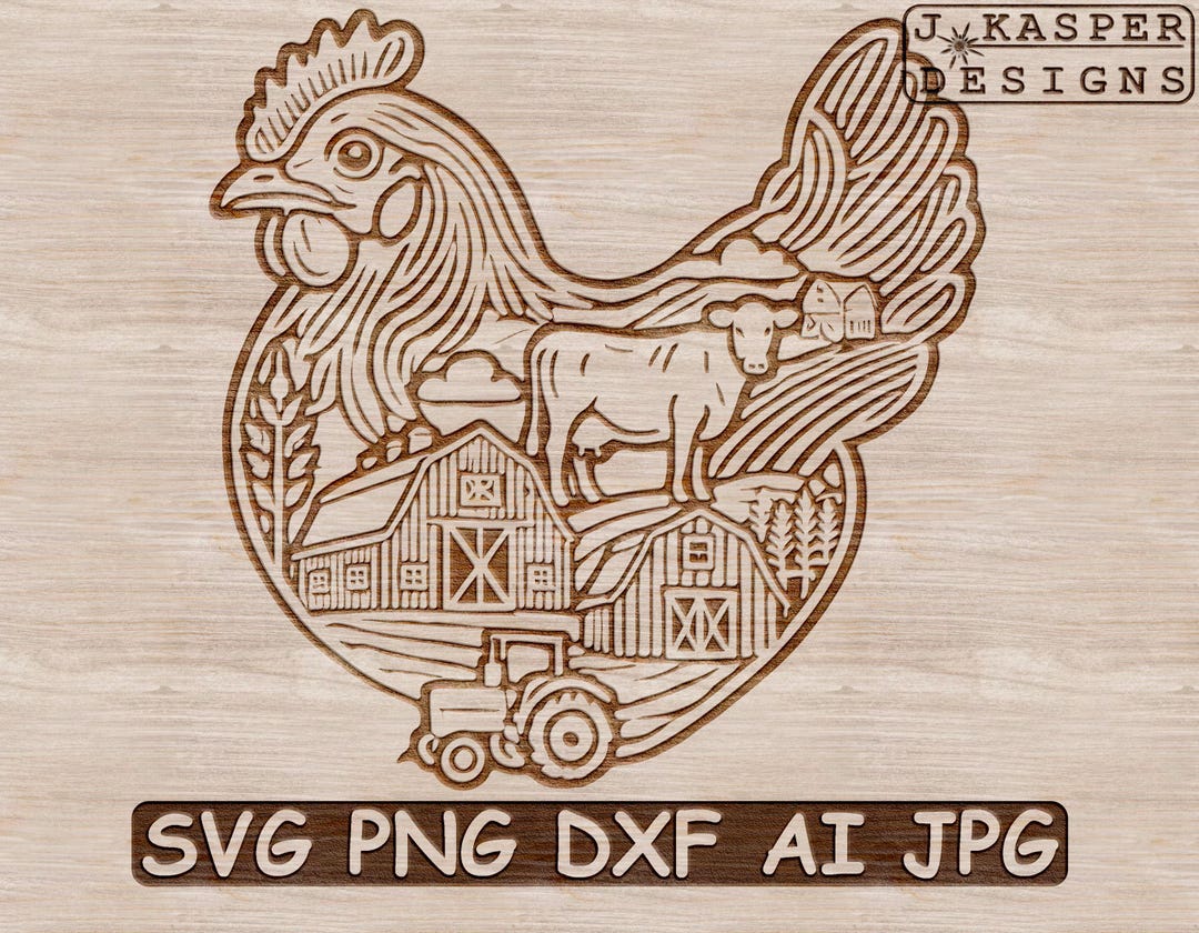 Chicken Farm Scene SVG: Laser Cut Design (digital Download) - Etsy UK