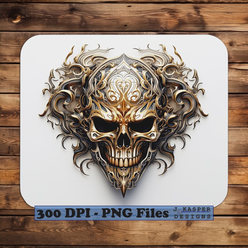 Ornate Skull Emblems Digital PNG Designs Bundle, Skulls PNG for Cricut ...