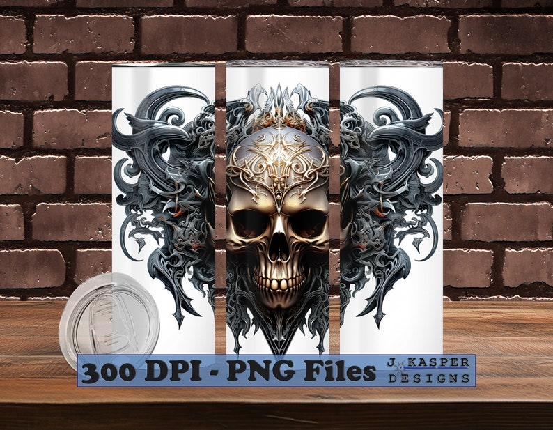 Ornate Skull Emblems Digital PNG Designs Bundle, Skulls PNG for Cricut ...
