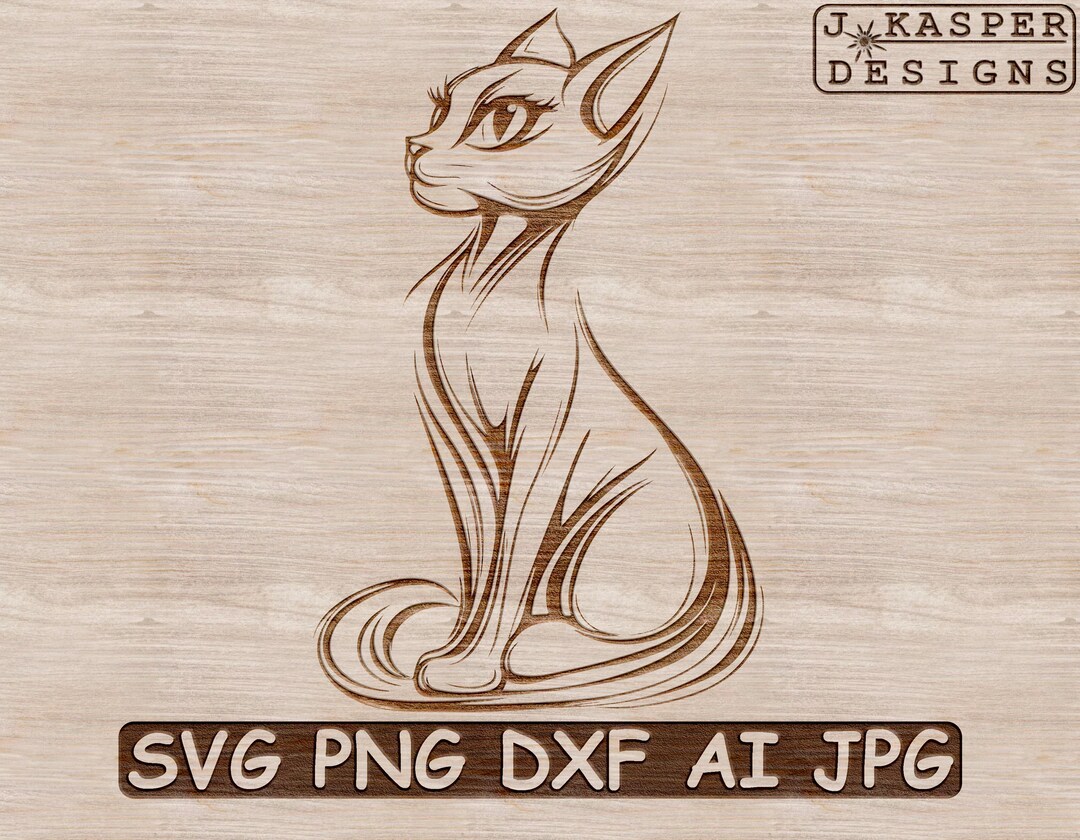 Spooky Cat SVG: Halloween Clipart, Laser Cut Design (digital Download ...