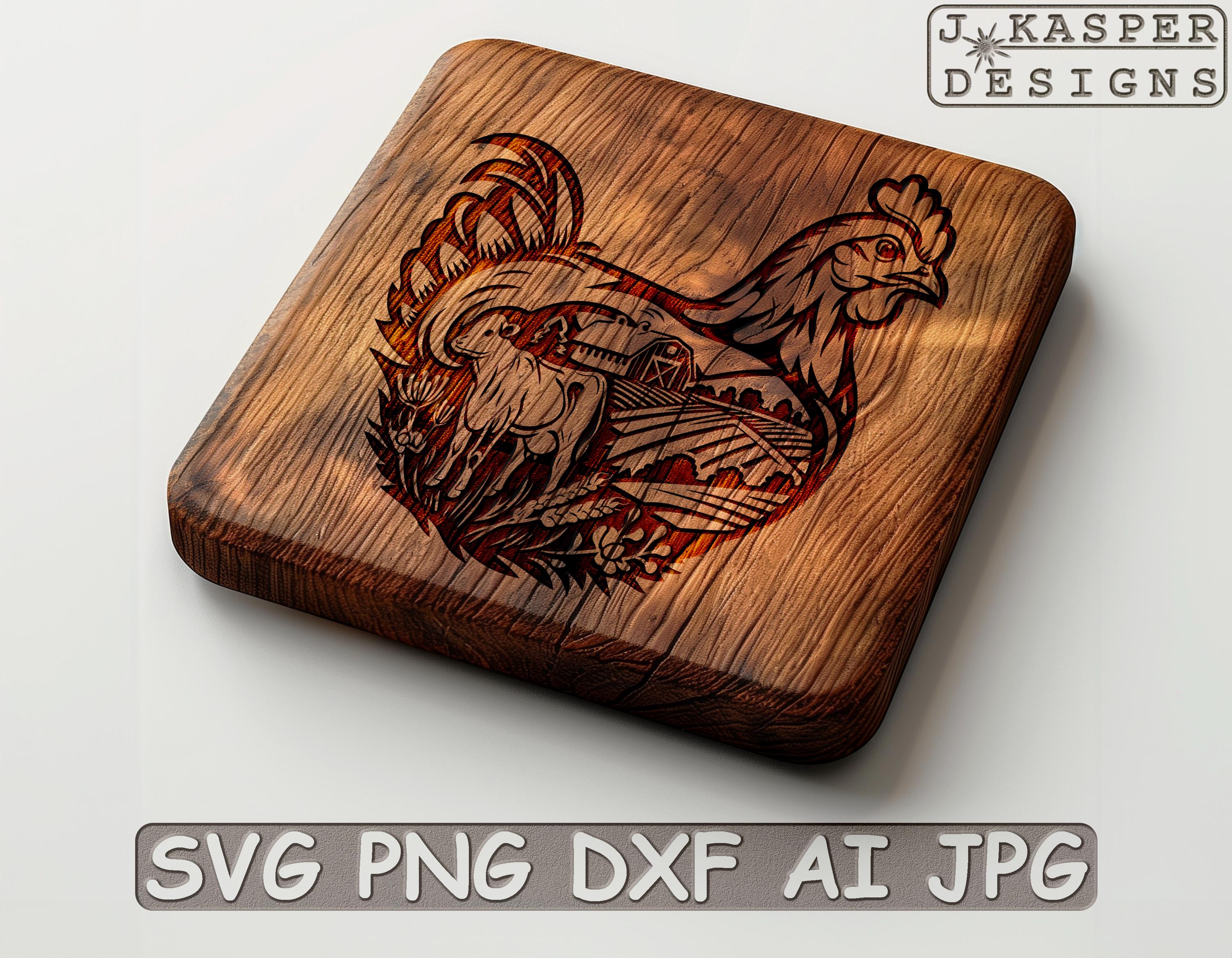 Chicken Farm Scene SVG PNG: Laser Cut File, Sublimation Design (digital ...