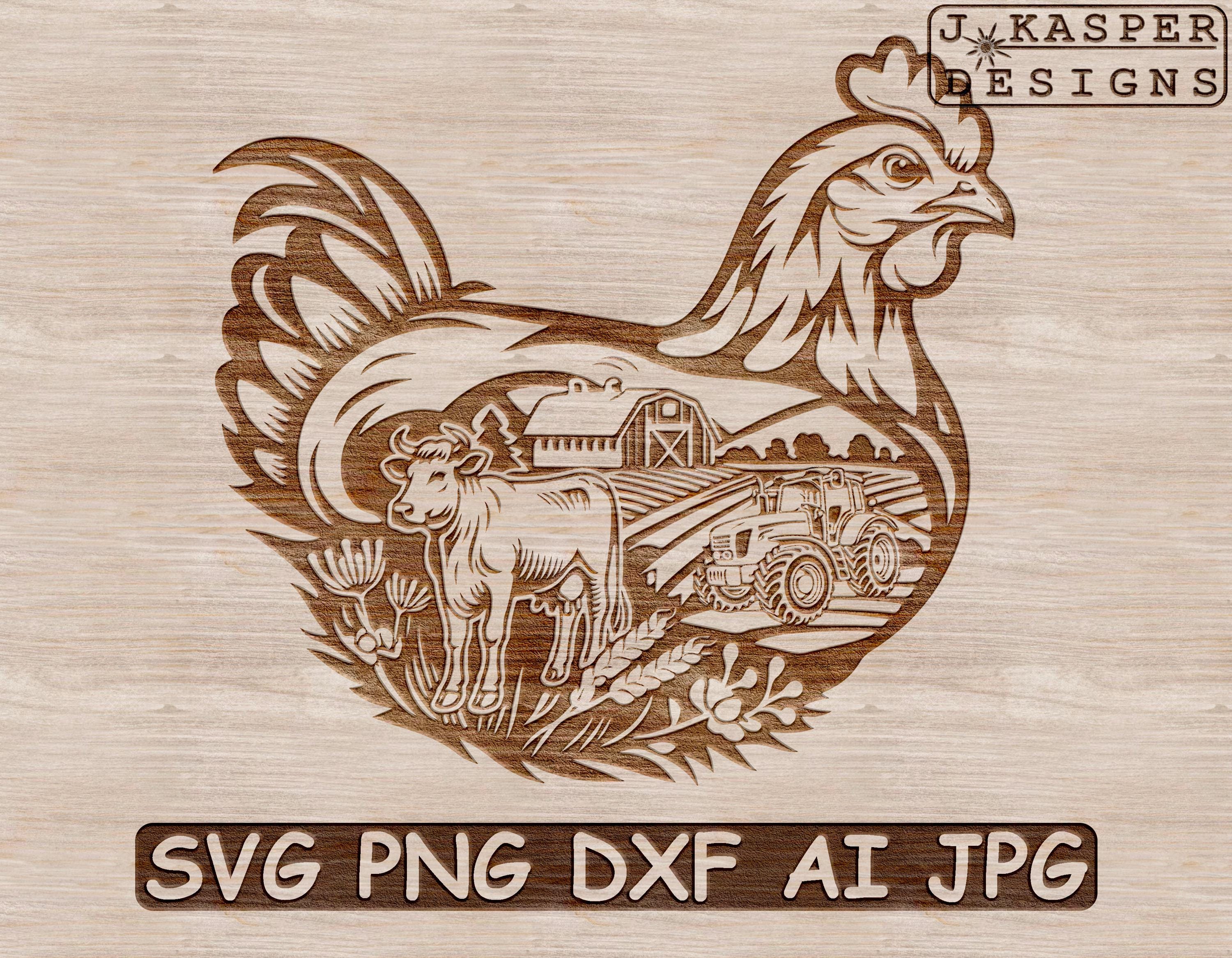 Chicken Farm Scene SVG: Country Decor Laser Cut Files - Etsy