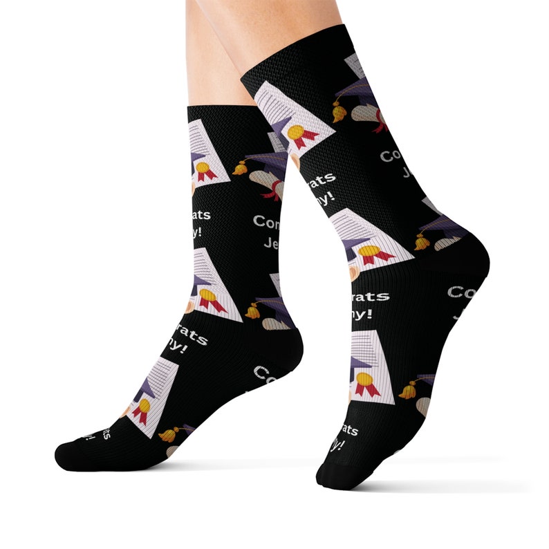 Congrats Jenny! Graduation Socks Custom Fun Cool Trendy Gift Present ...