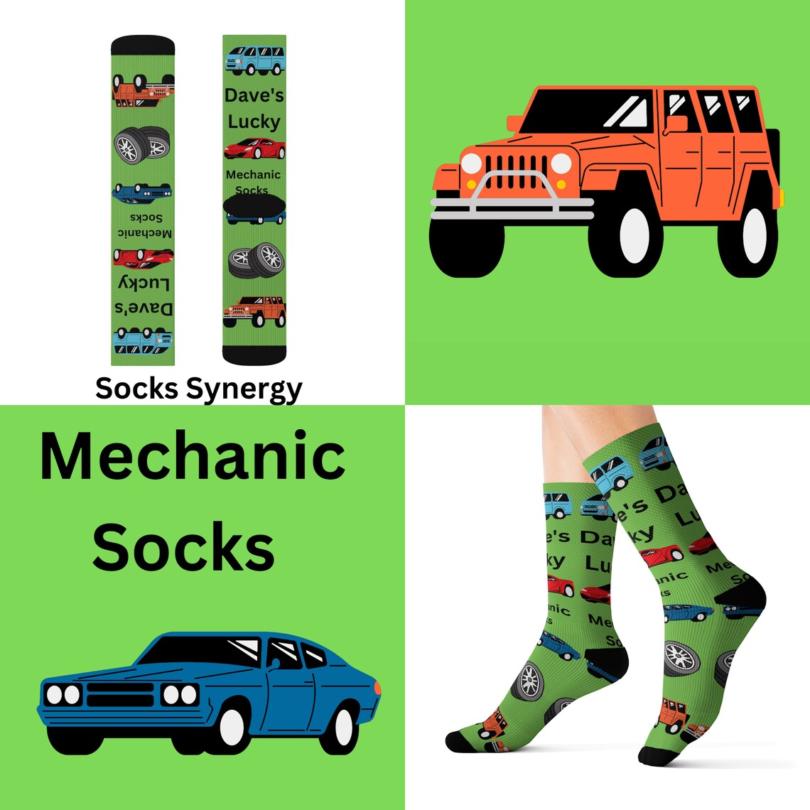 TOP SELLER Lucky Mechanic Socks Custom Car Truck Fun Cool Trendy Gift ...