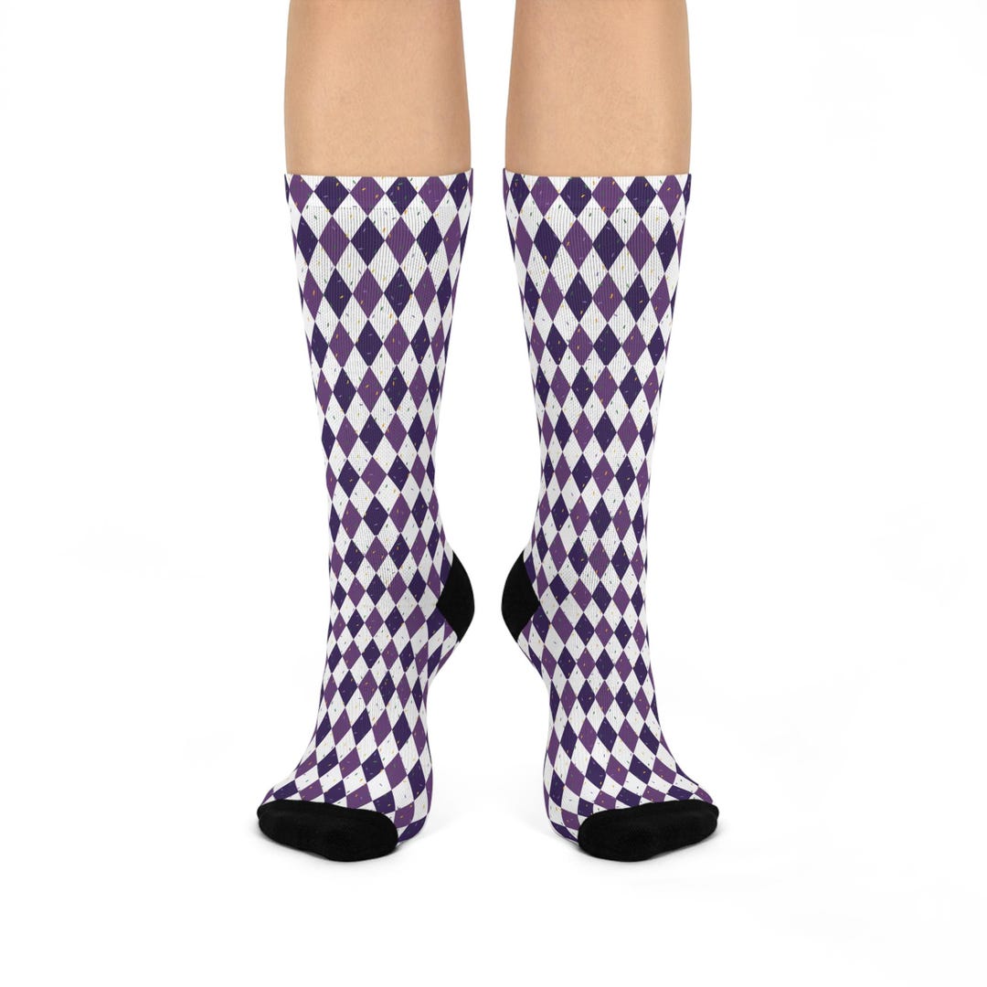 Elegant Diamond Pattern Cushioned Crew Socks, Perfect for Cozy Nights ...