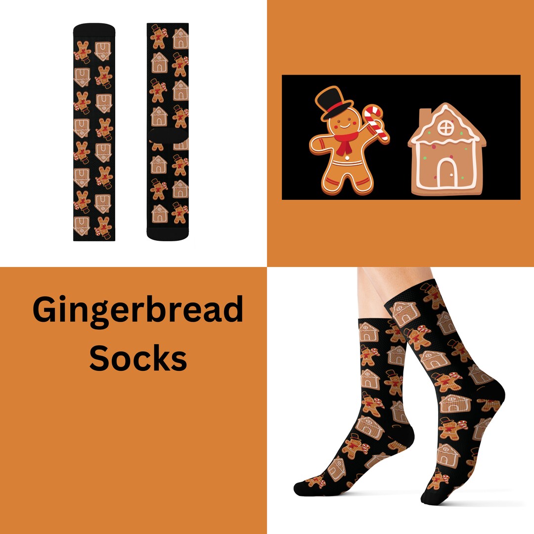 Gingerbread Socks Custom Christmas Fun Cool Trendy Gift Present Holiday ...