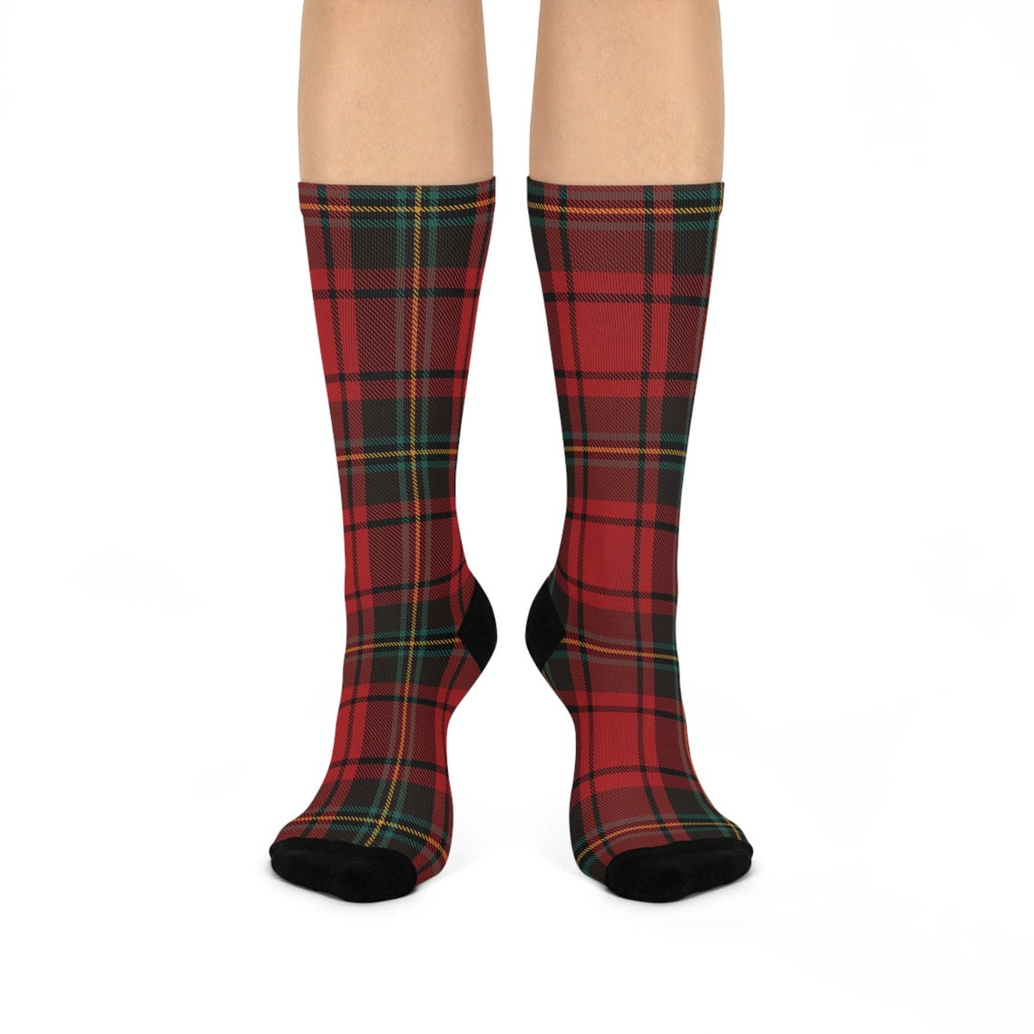 Cozyred Plaid Cushioned Crew Socks - Perfect for Winter, Holiday Gifts ...