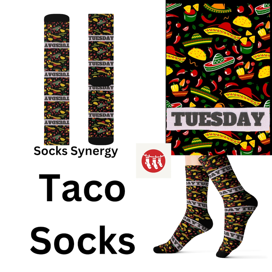 Taco Tuesday Socks Custom Fun Cool Trendy Gift Present Holiday Weekday ...