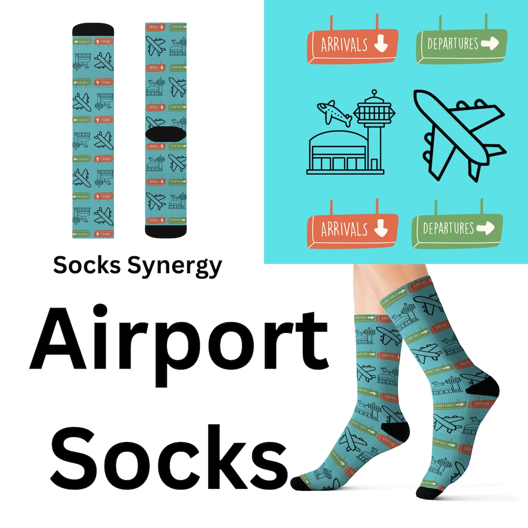 Airport Arrival Departure Plane Socks Custom Fun Cool Trendy Gift ...