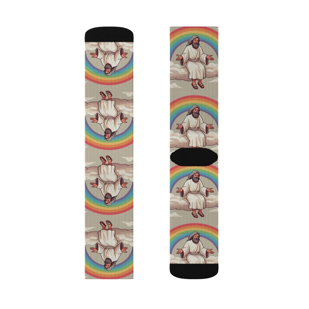 Jesus Rainbow Cloud Socks - Colorful Fun for Every Day, Unique Gift ...