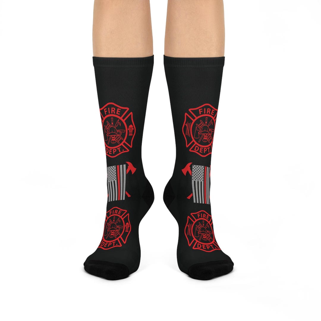 Firefighter Crew Socks | Cushioned Black Socks for Heroes, Ideal Gift ...